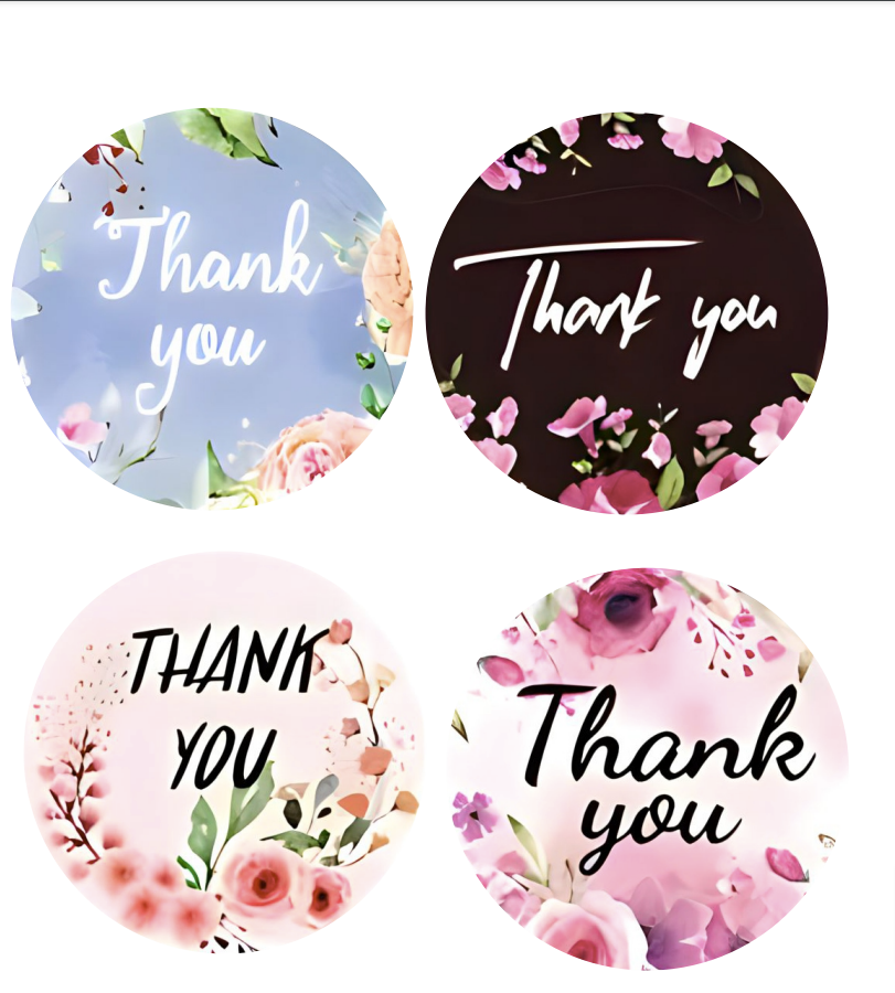100 Pcs 1 Inch Thank You Mix Design Multi Color Stickers For Packing ...