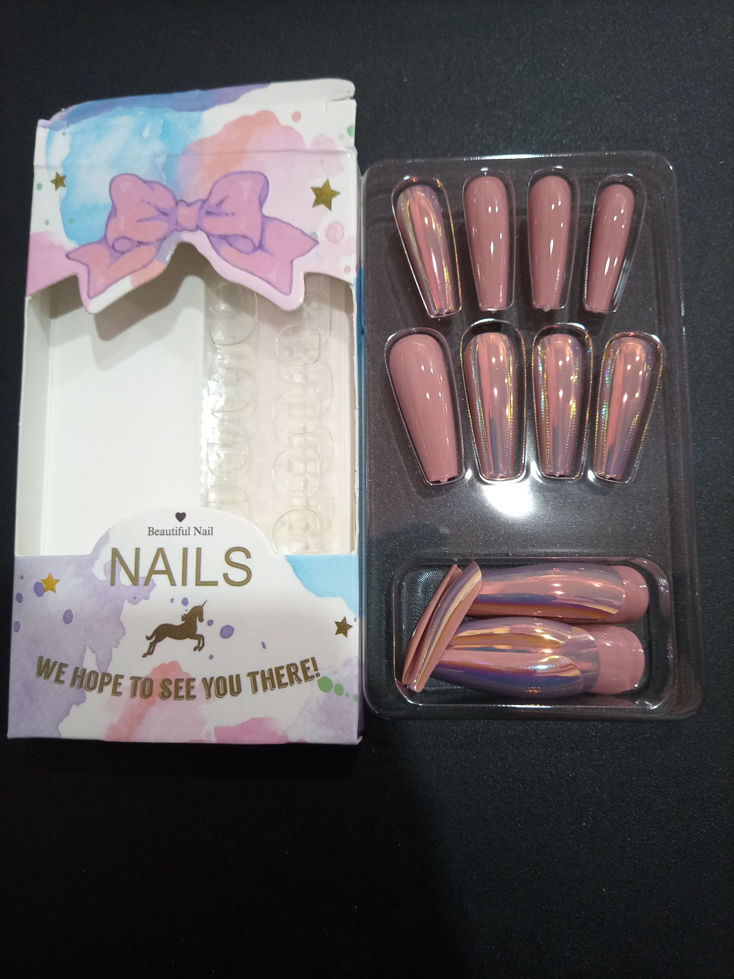 New Design Coffin Shape Nails 24 Beautiful nails Matte & Mirror Shine ...