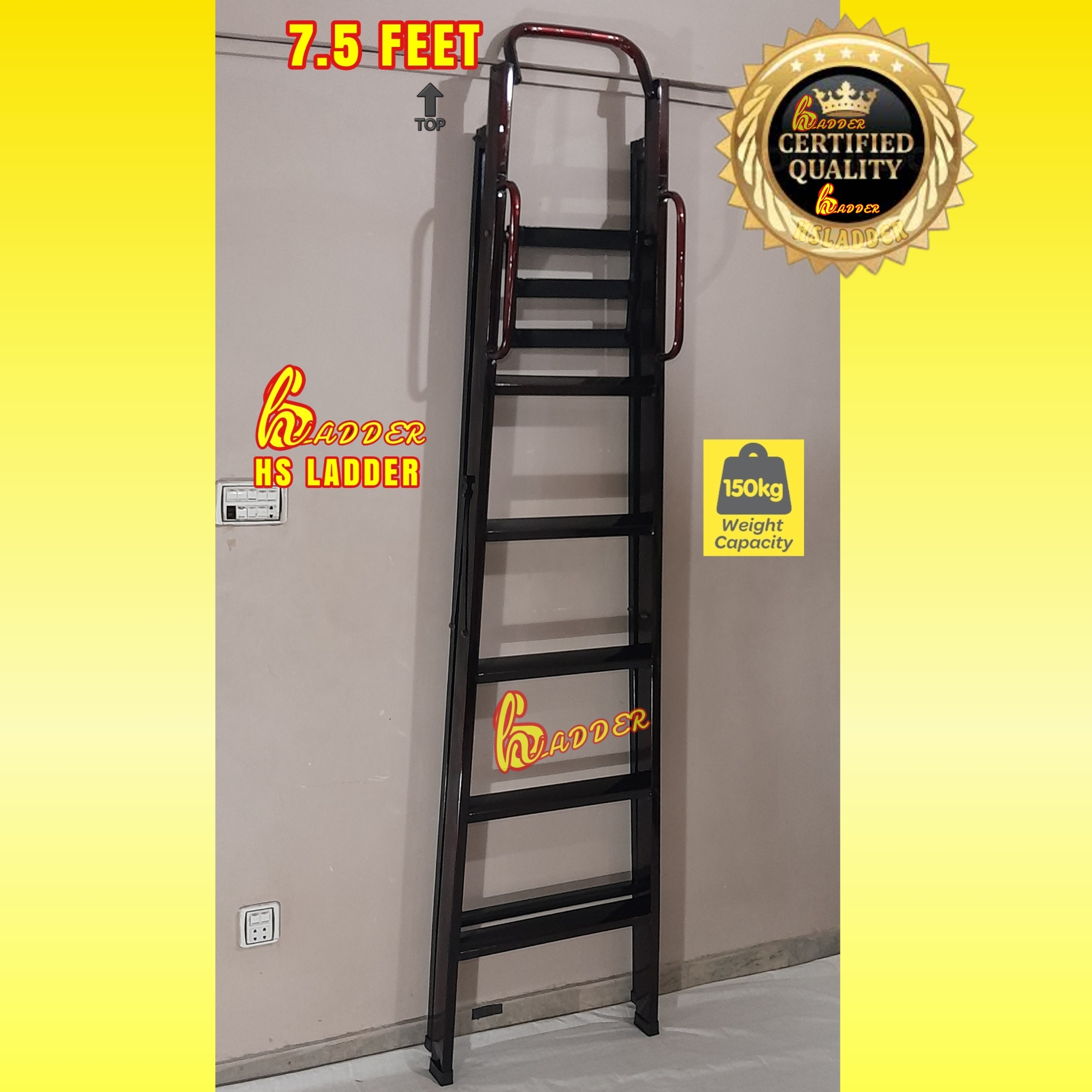 Home Use Ladder Iron Folding Ladder 6 Steps With Handle Attach Heavy ...