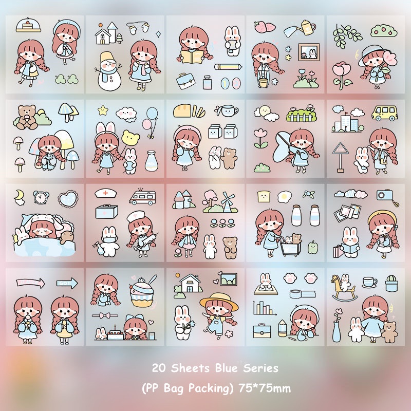 20 Pieces cute stickers PP bag packaging 20 non-repeating stickers cute ...