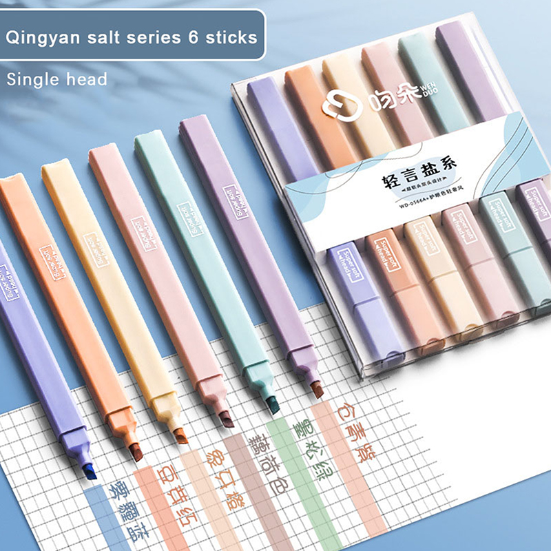 6PCS Highlighter Light Color Kawaii Markers DIY Album Diary Double ...