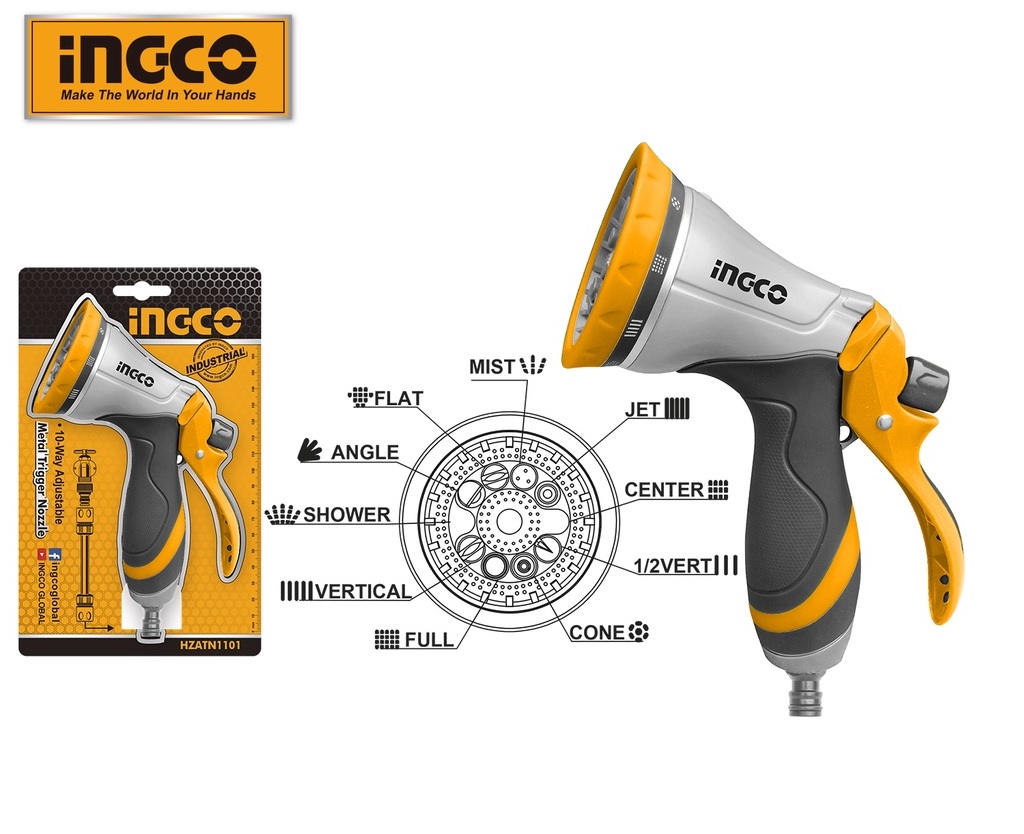 ingco Matel Spary nozzle multifunctional 10 modes spray handle soft ...