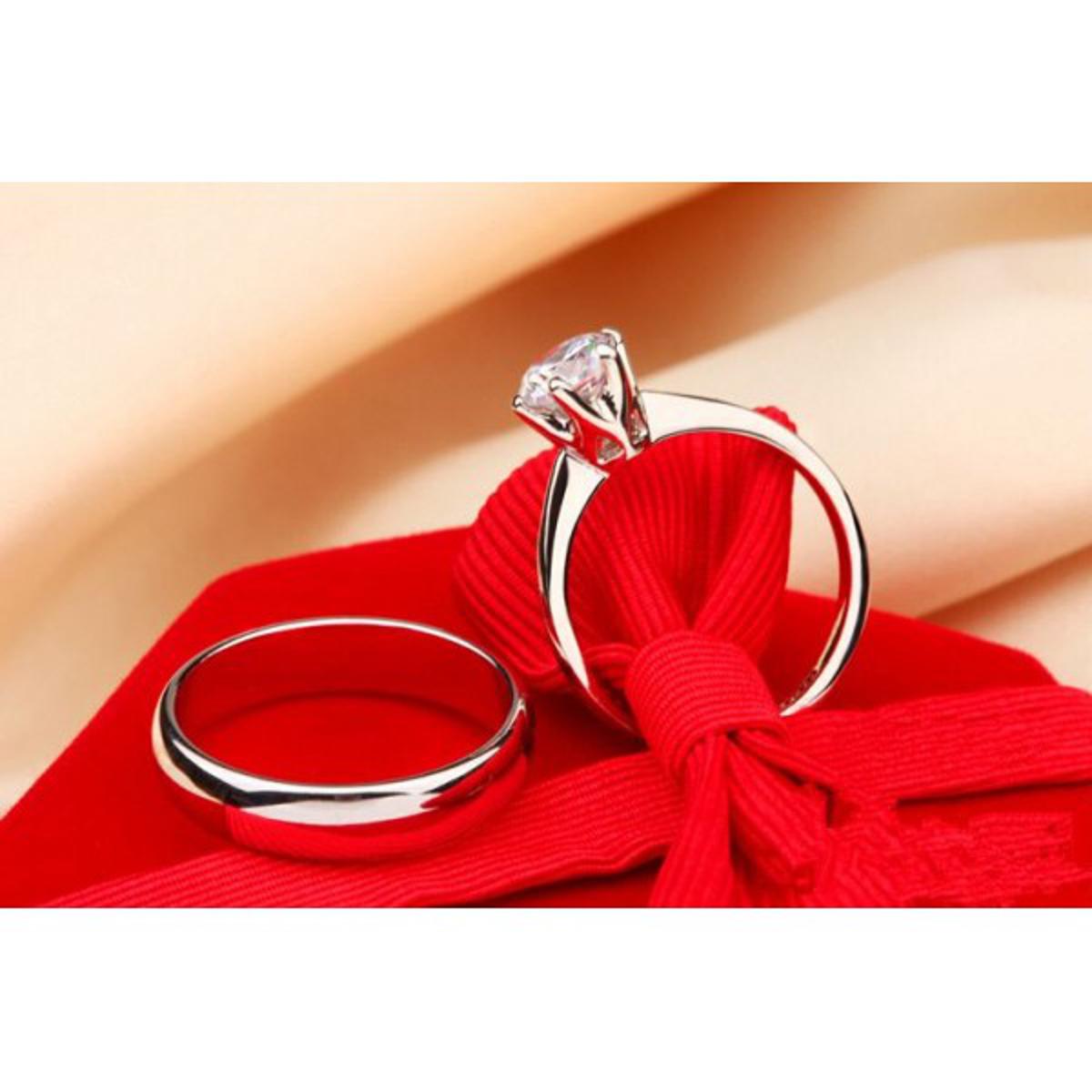 Couple Ring Pack Of 2 In Silver Ring For Man & Diamond Ring for Woman ...