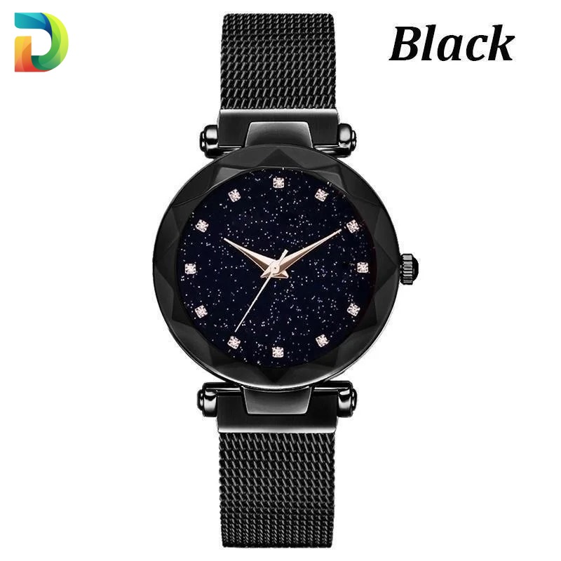 Stylish Mesh Magnet Buckle Starry Sky Luxury Fashion Analog Watches for ...