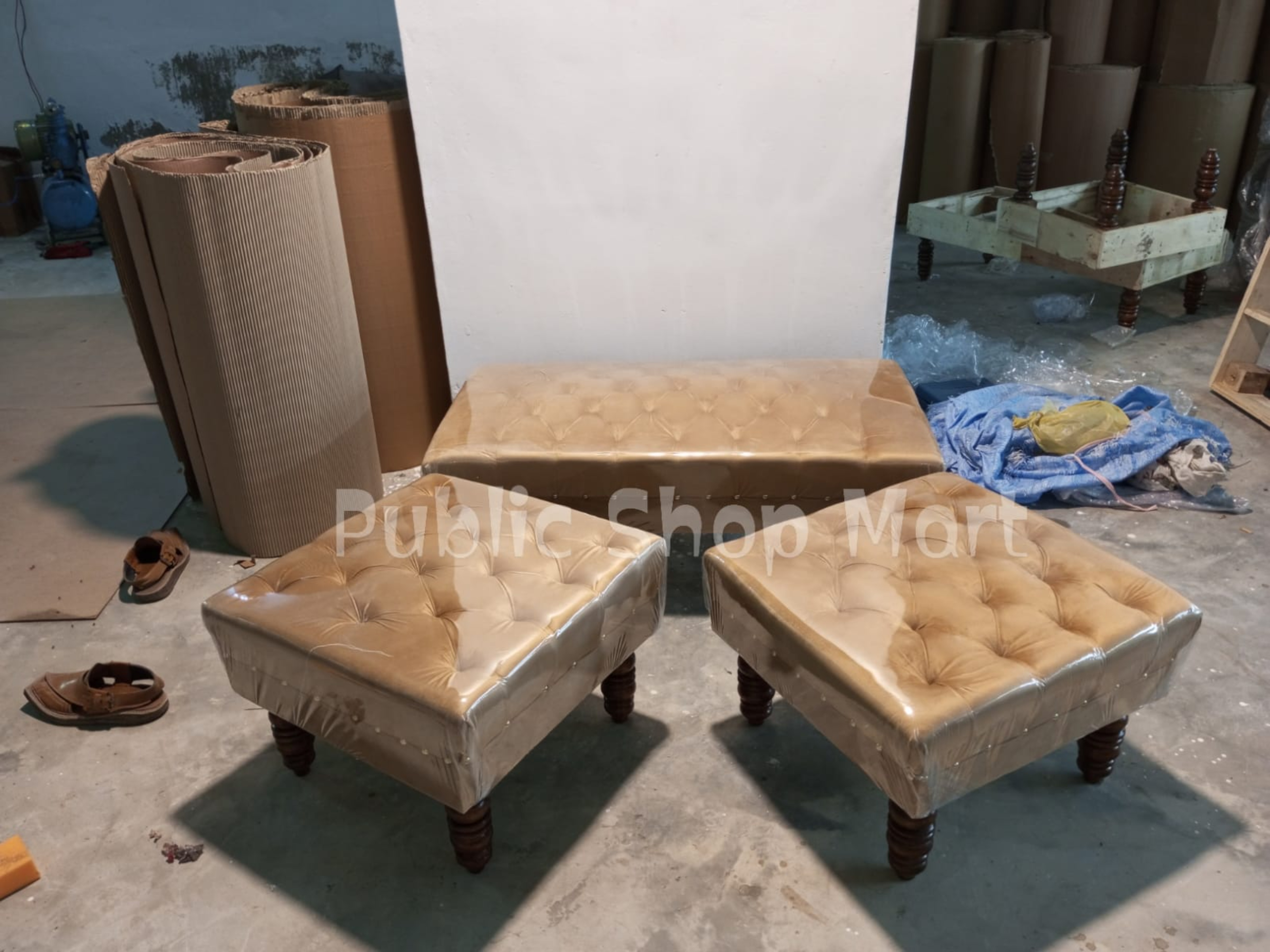 Custumize Sofa 4 Seater Puffy Sets Fabric Blue Valvid (Size 2 unit ...