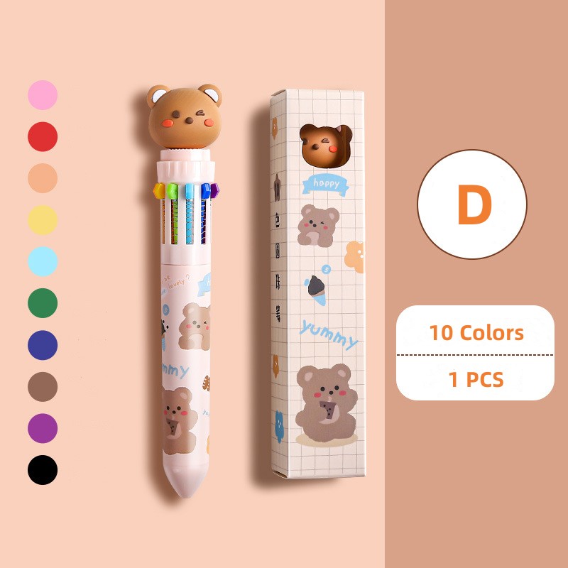 Panda Online 10 Colors Cartoon Ball Pen Art Marker Colorful Ballpoint ...