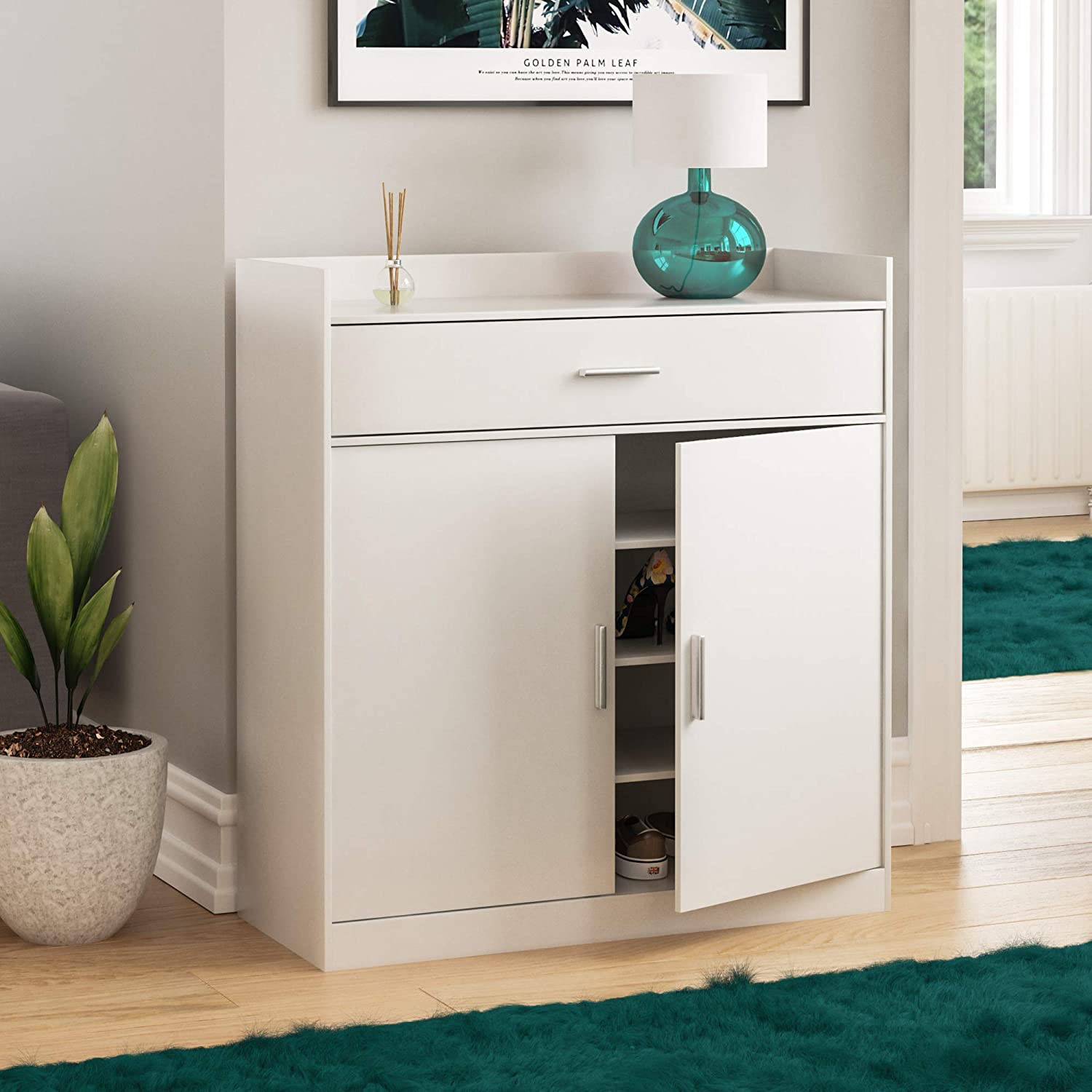 Multifunctional shoe cabinet Shoe rack Storage shelf With drawer locker ...