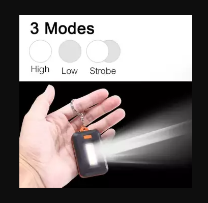 New Arrival COB Mini Keychain Keyring Flashlight 3-Mode Waterproof ...