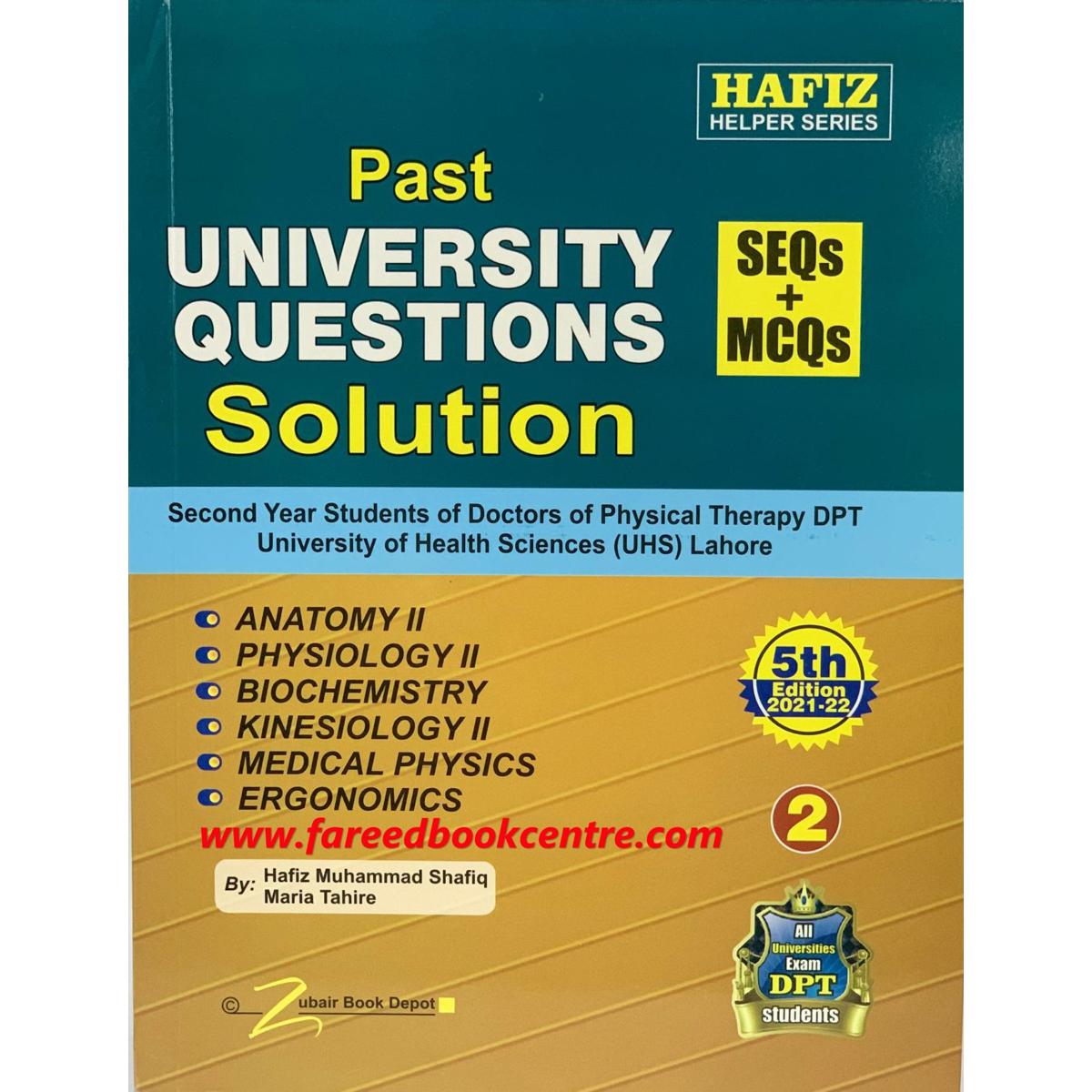 HAFIZ HELPER SERIES PAST UNIVERSITY QUESTIONS SOLUTION SEQ’S AND MCQ’S 2ND YEAR DPT | Daraz.pk