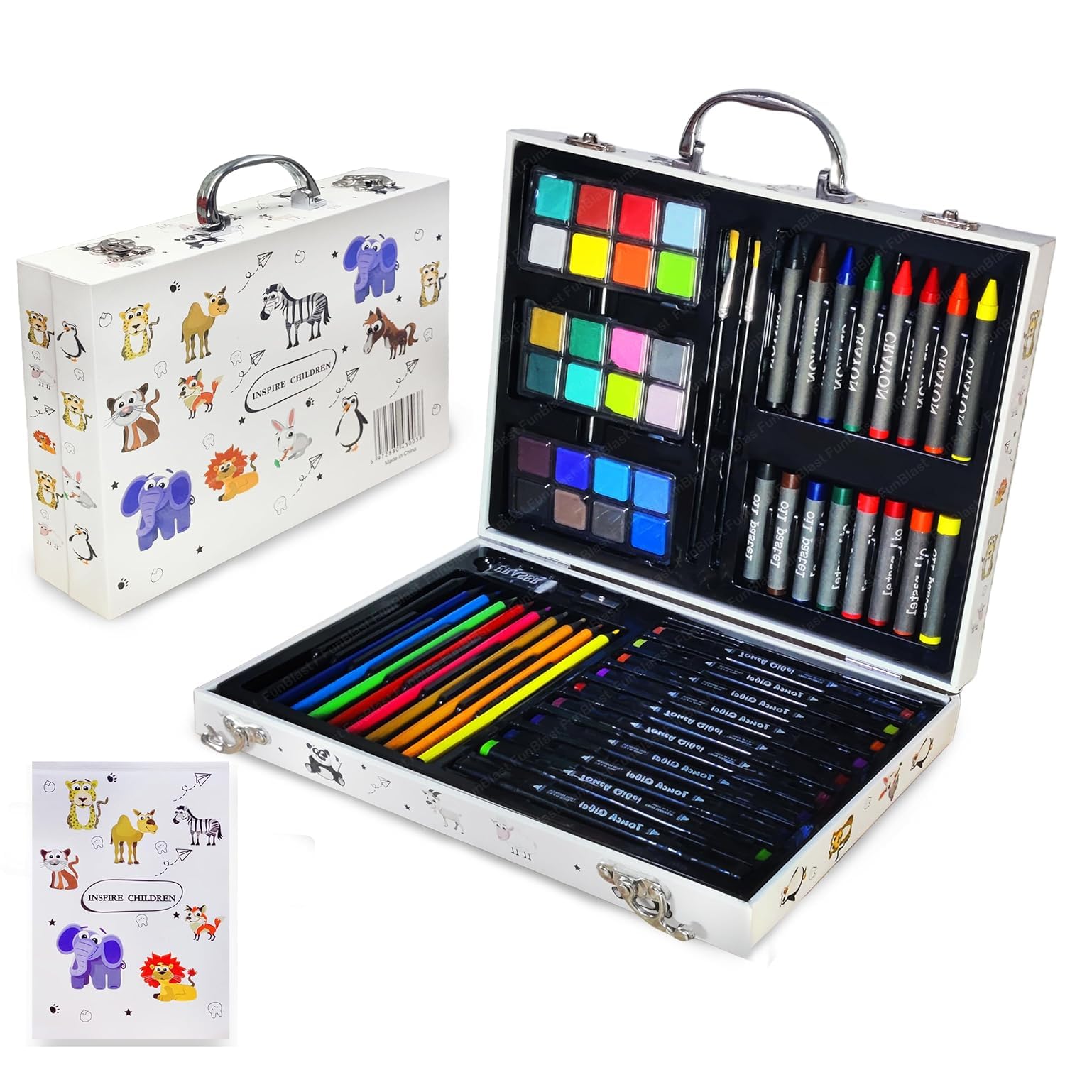 65 Pcs Cartoon Color BriefCase Box with Multiple Coloring Kit, Twin Tip ...