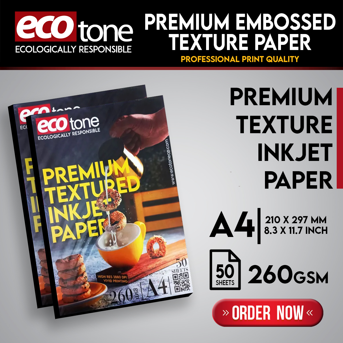 Ecotone Premium Texture Inkjet Paper - Professional Print Quality - A4 ...