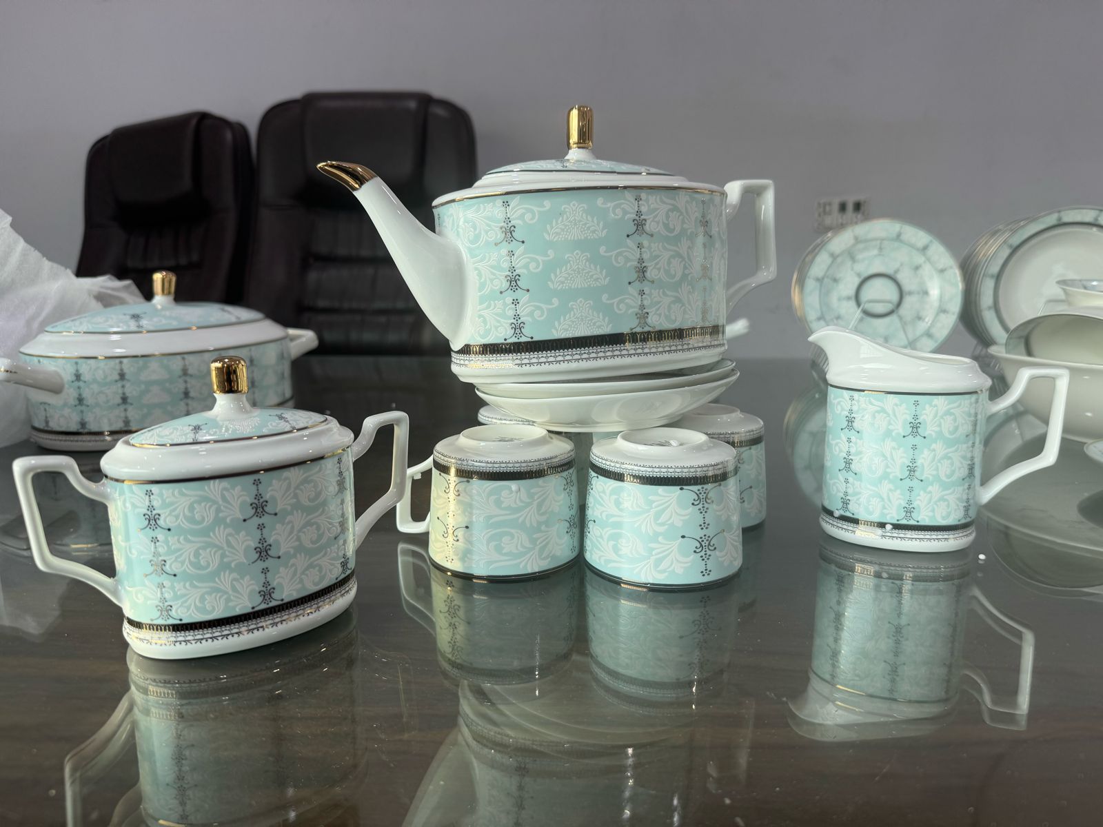 61 Pcs Luxury Finish Premium Quality Marble Kitchen Dinnerware Set ...