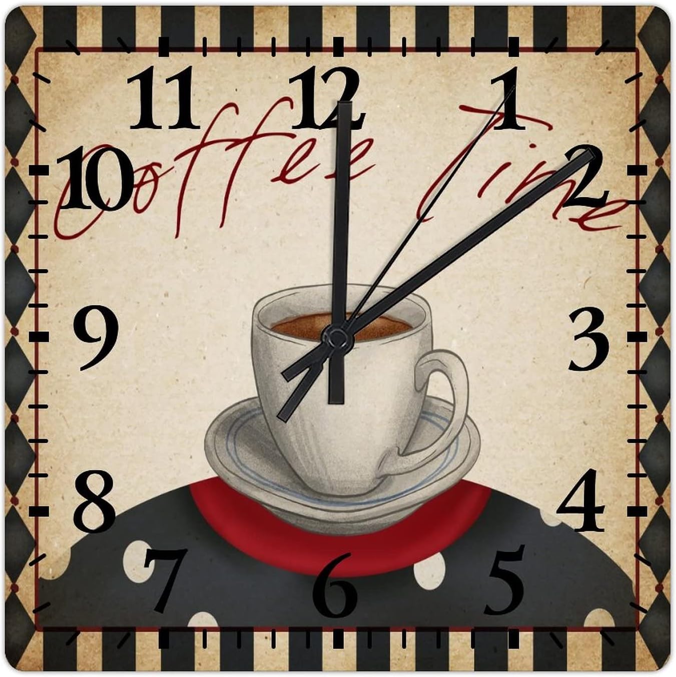 Coffee Time Clock Wall 12 Inch, Coffee Bar Bed Room Asserories Battery ...