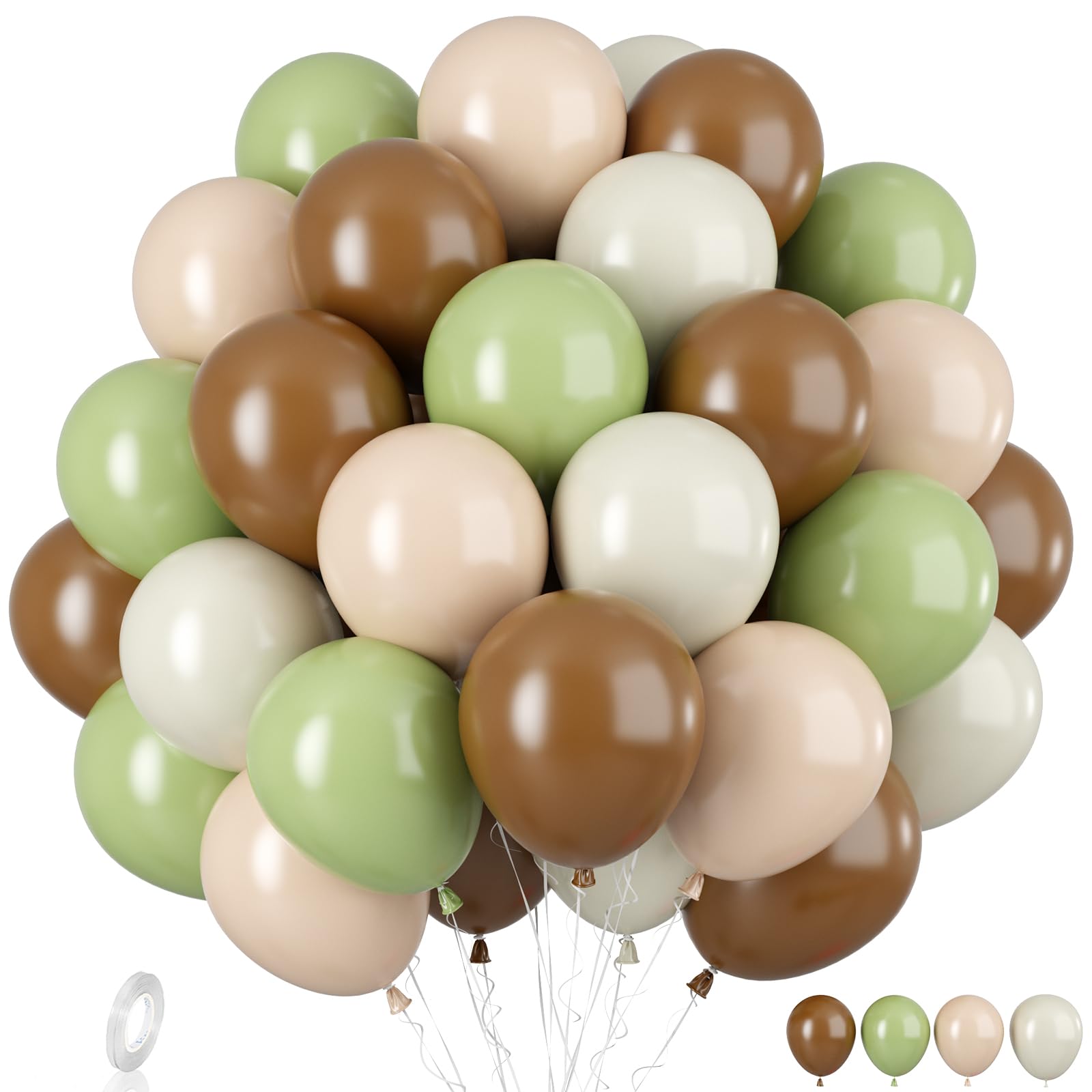 80 Dark Brown Light Brown & White Mix Latex Balloons Pack For Birthday ...