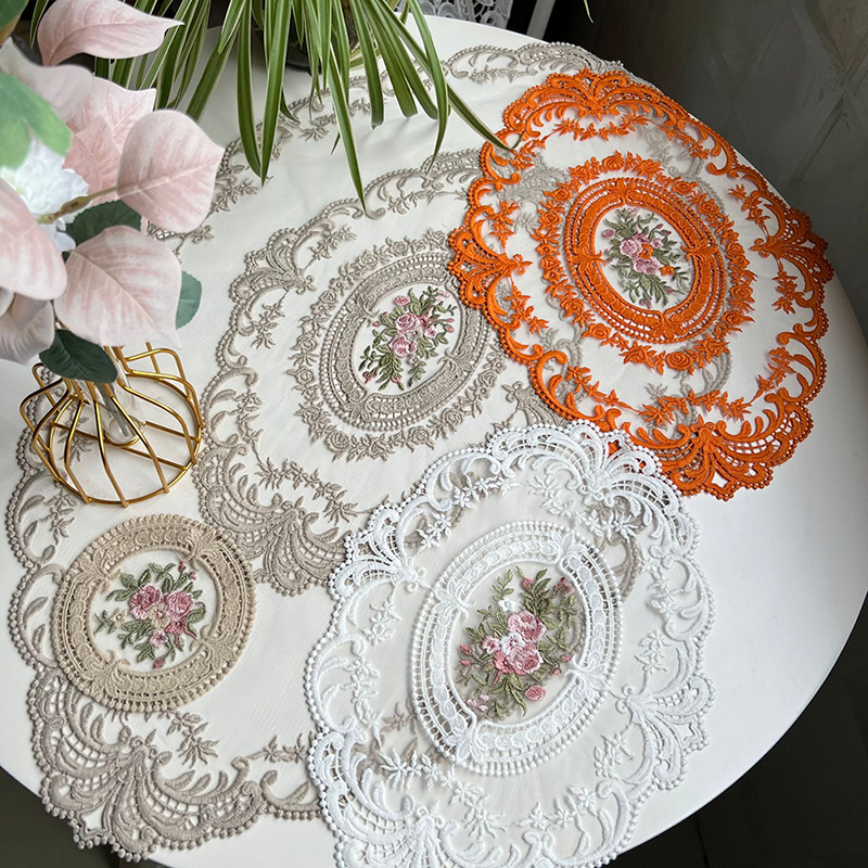 Dinning Table Cover Embroidered Table Cloth Elegant Round Lace ...