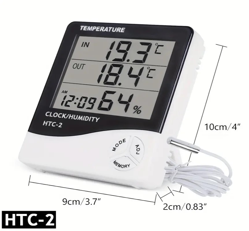 HTC-2 Digital LCD Temperature Humidity Meter Indoor / Outdoor Room ...