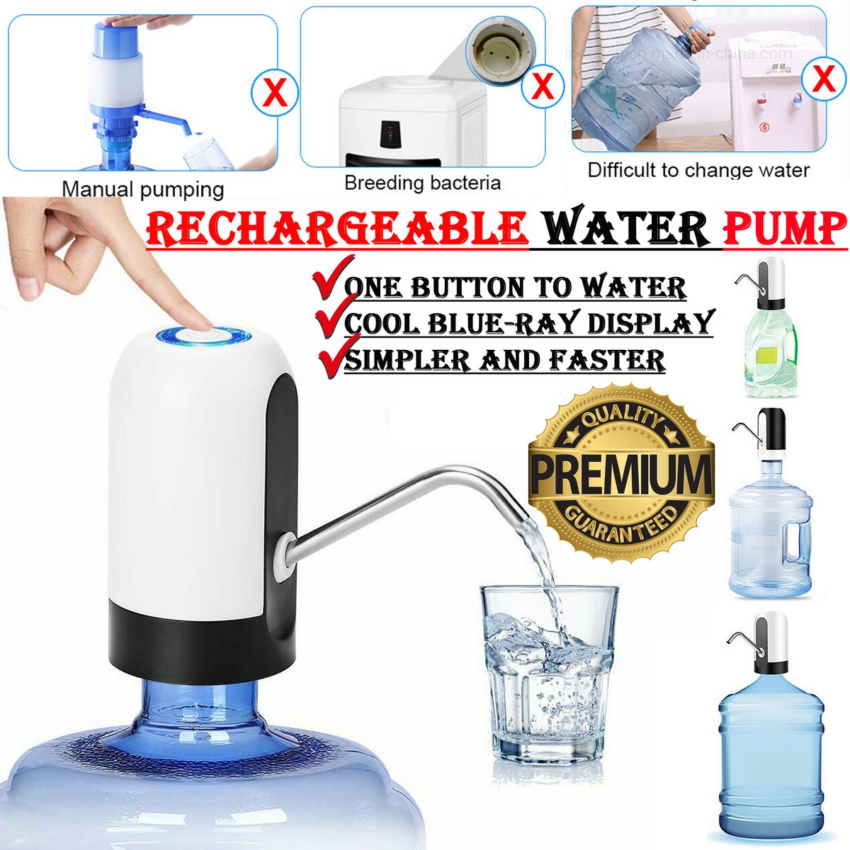 Genuine Automatic Water Dispenser Pump Machine USB Rechargeable Smart ...