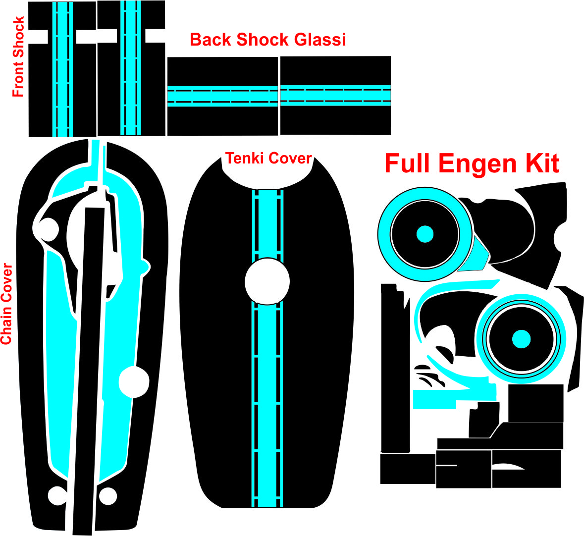 complete 70cc bike chain cover engine and fornt shock sticker | Daraz.pk