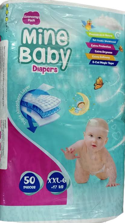 Mine baby daiper XXL size soft comfort daiper 50 pcs | Daraz.pk