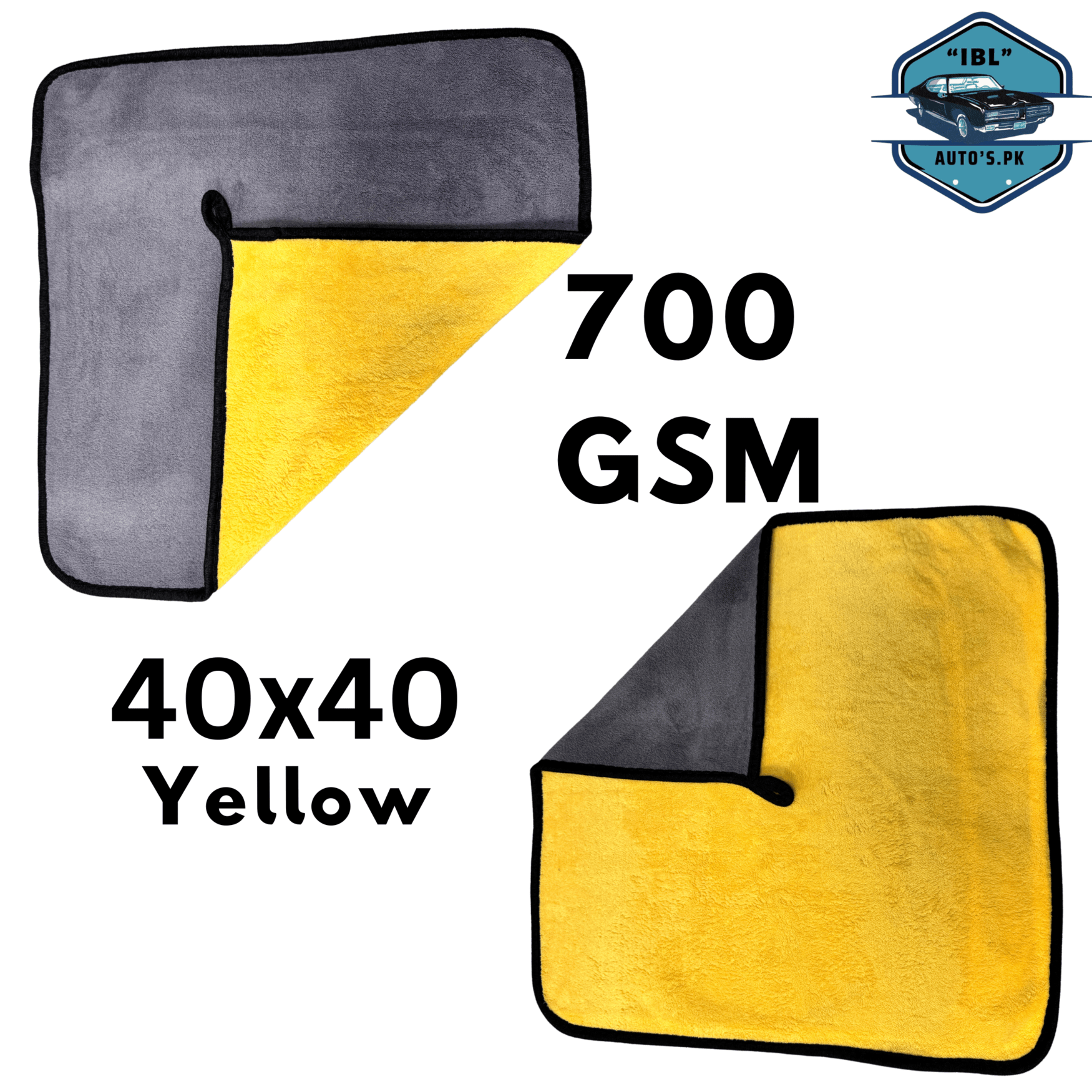 Microfiber Cloth 40X40 Yellow & Grey 700GSM-Car Cleaning Cloth-Fiber ...