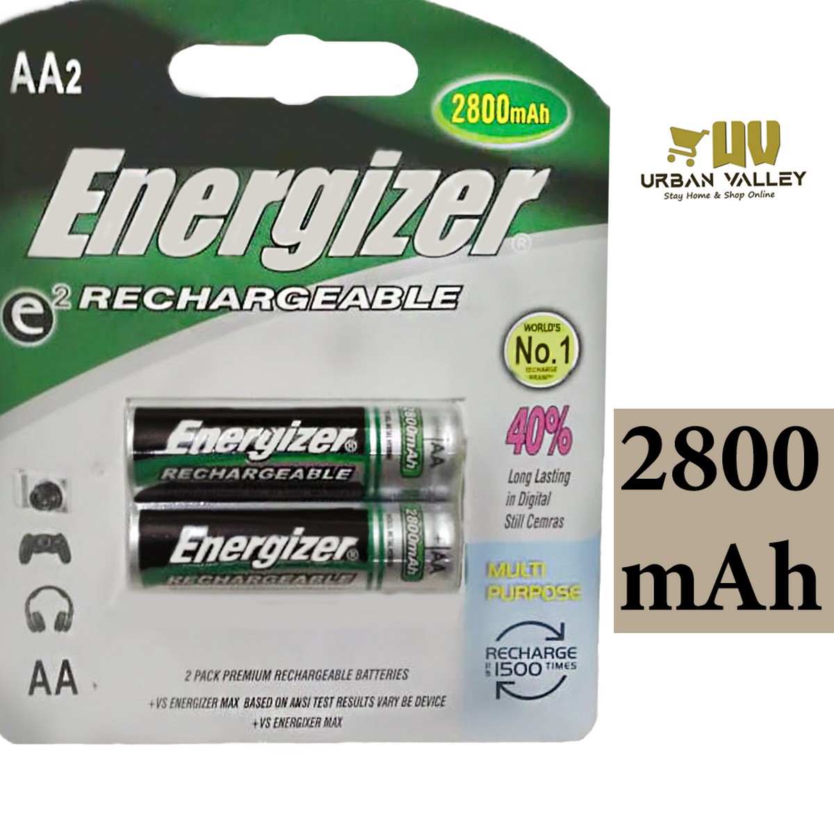 Energizer - 100% Original Rechargeable Battery Cells AA 2800 mAh - with ...