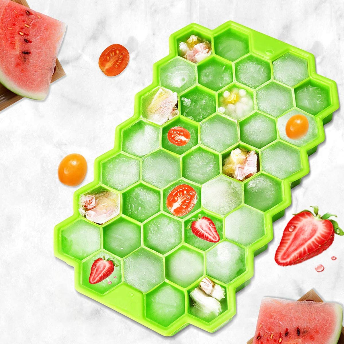 1 Ice Tray Easy Push Pop Out Square Silicon Ice Cubes Tray Honeycomb ...
