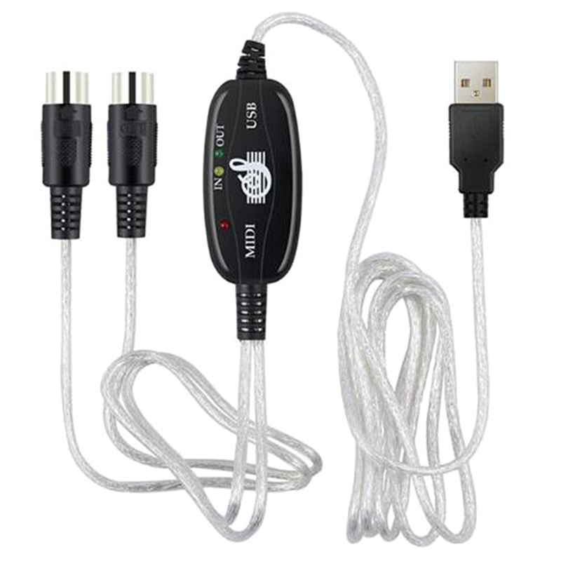 USB IN-OUT MIDI Interface Cable Converter to PC Music Keyboard Adapter ...