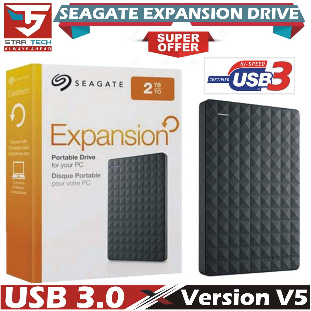 SEAGATE EXPANSION PORTABLE EXTERNAL HARD DRIVE USB 3.0 | Daraz.pk