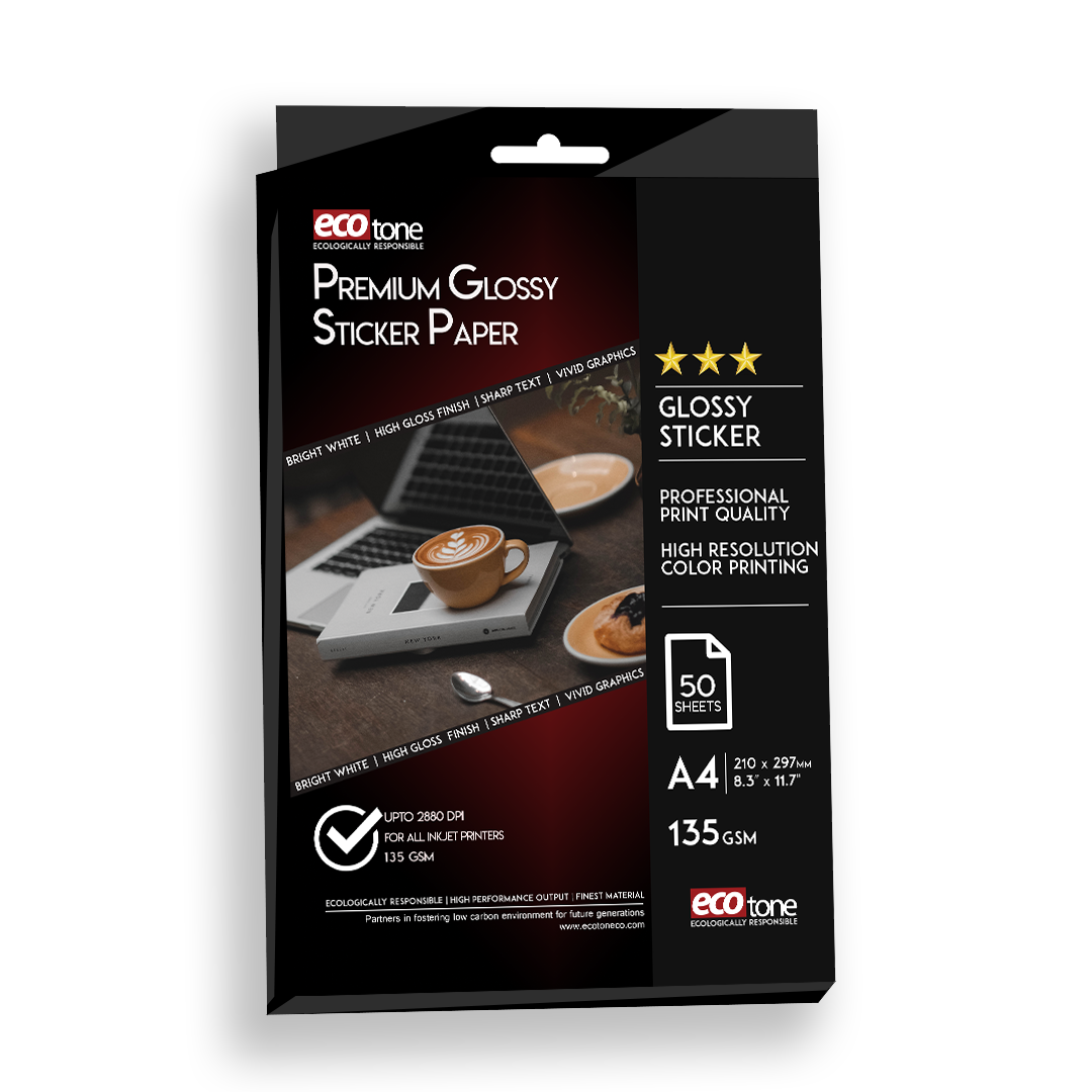 Ecotone Glossy Photo Sticker Paper A4 size 50 sheets 135g | Daraz.pk