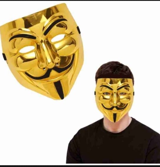 Halloween Costume Cosplay Party Masks V for Vendetta Hacker mask Golden ...