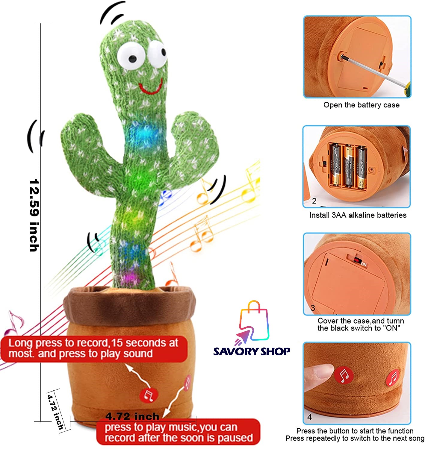 Dancing Cactus,Talking Cactus Toy, The Cactus Repeats What You Say ...