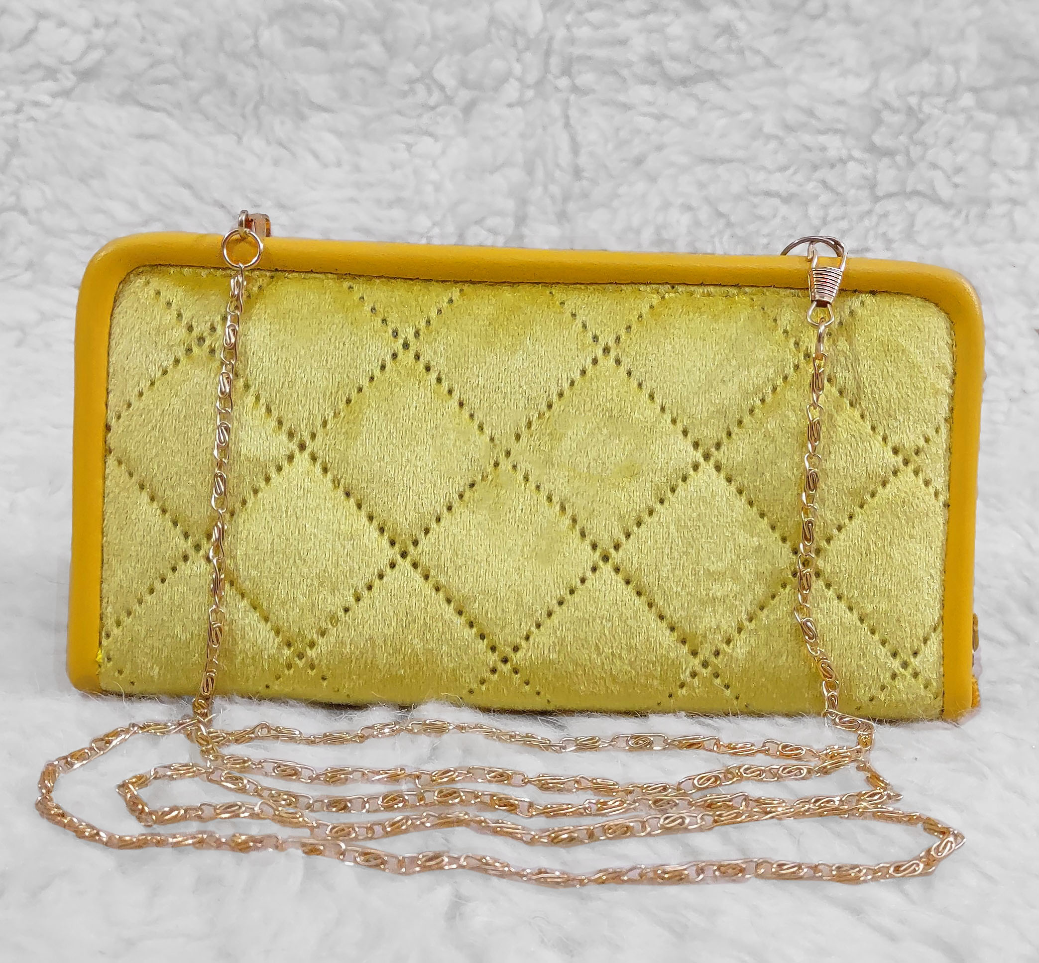 Elegant Quilted Clutch Purse with Gold Chain Strap | Daraz.pk