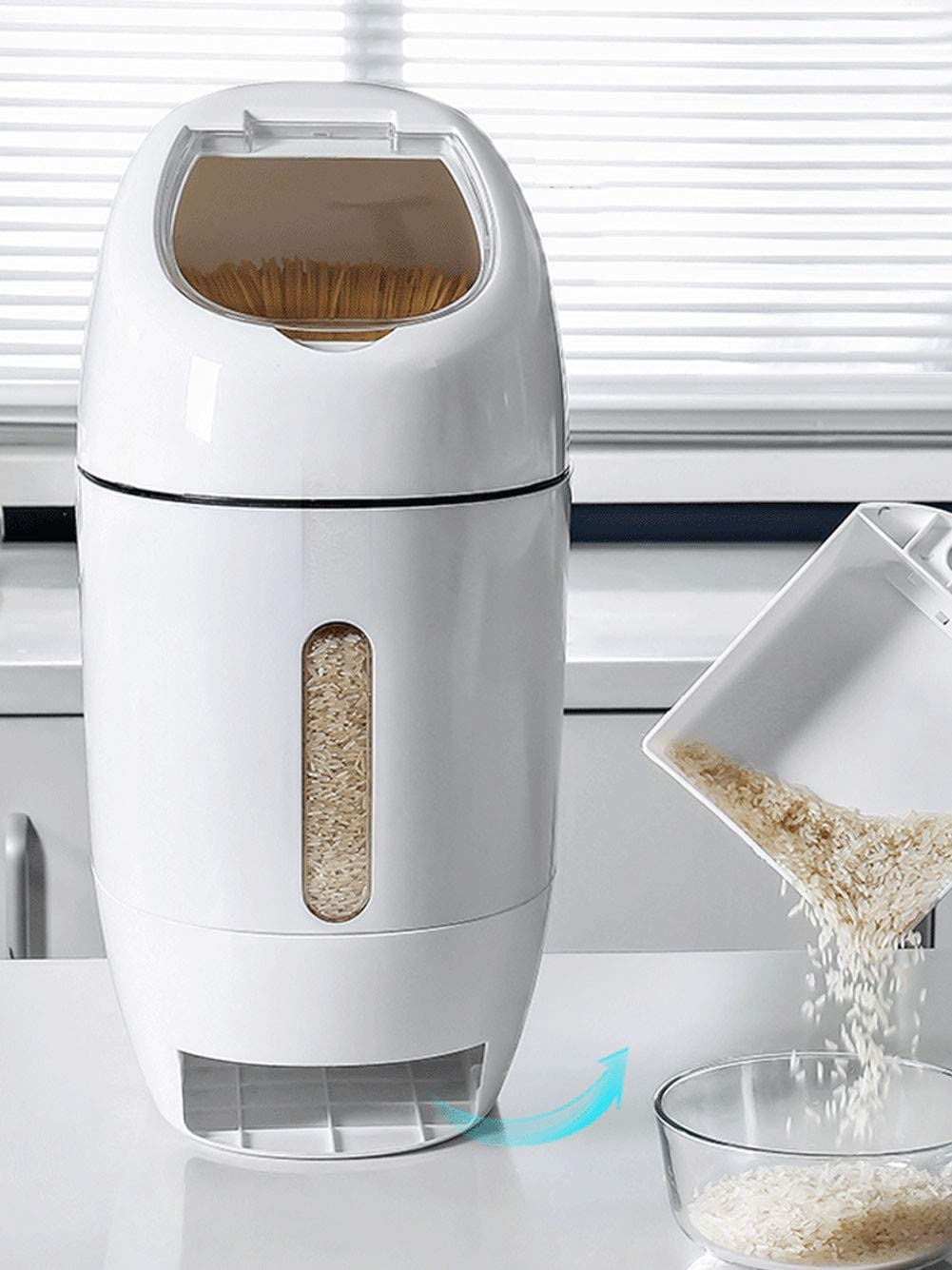 Rice Bucket Automatic Cereal Dispenser Storage Box Kitchen Food Tank ...