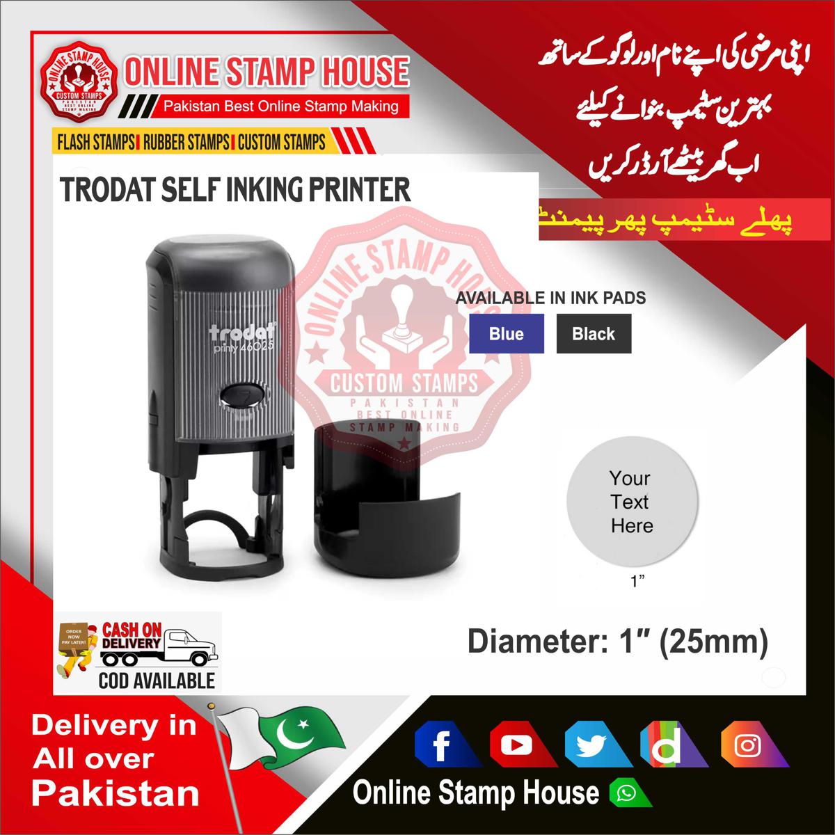 1 inch Self inking Custom Round Rubber Stamp Trodat 46025 stamps best ...