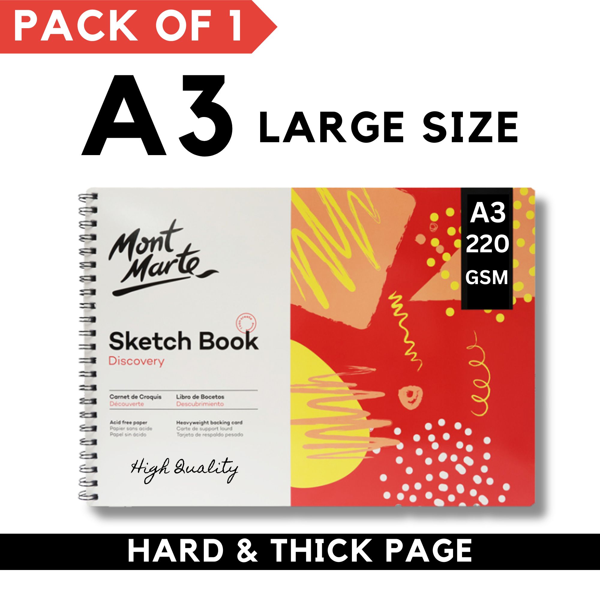 Sketch Book - A4 & A3 Size - 220g Thick & Hard Canvas Page - For Acrylic & Watercolour For ...