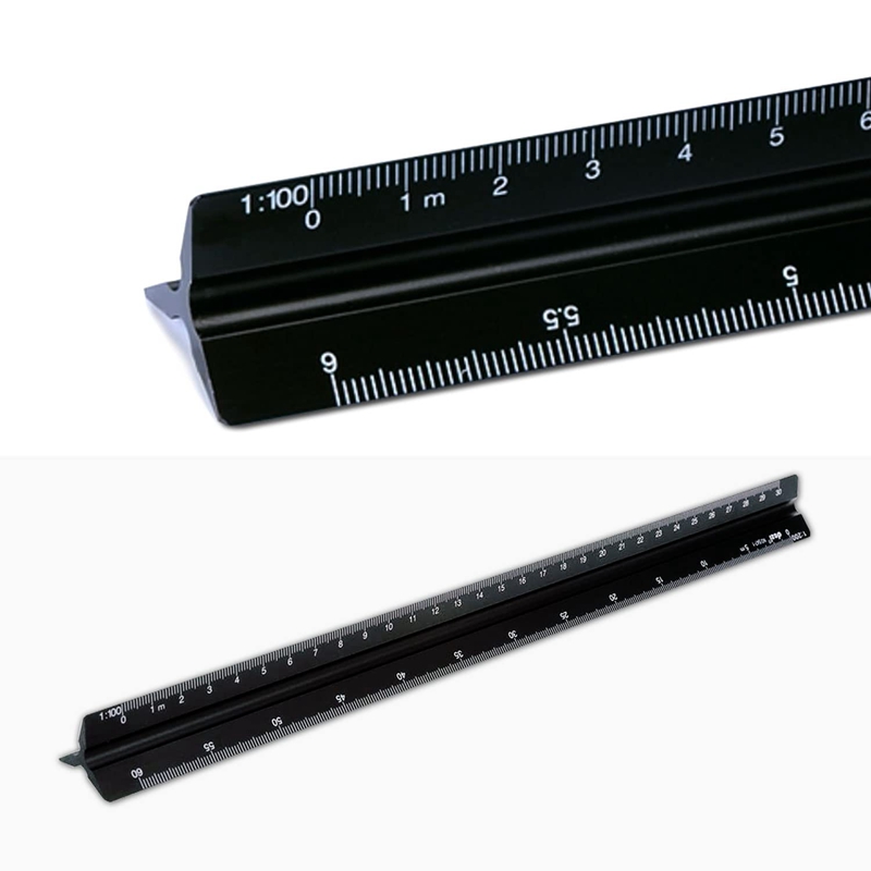 NAMUNY Architectural Ruler 30 cm Aluminum Triangular Ruler Various ...