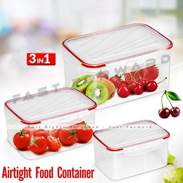 Crisper 3 In 1 Rectangular Shape Food Container - For Food Storage - 3 ...