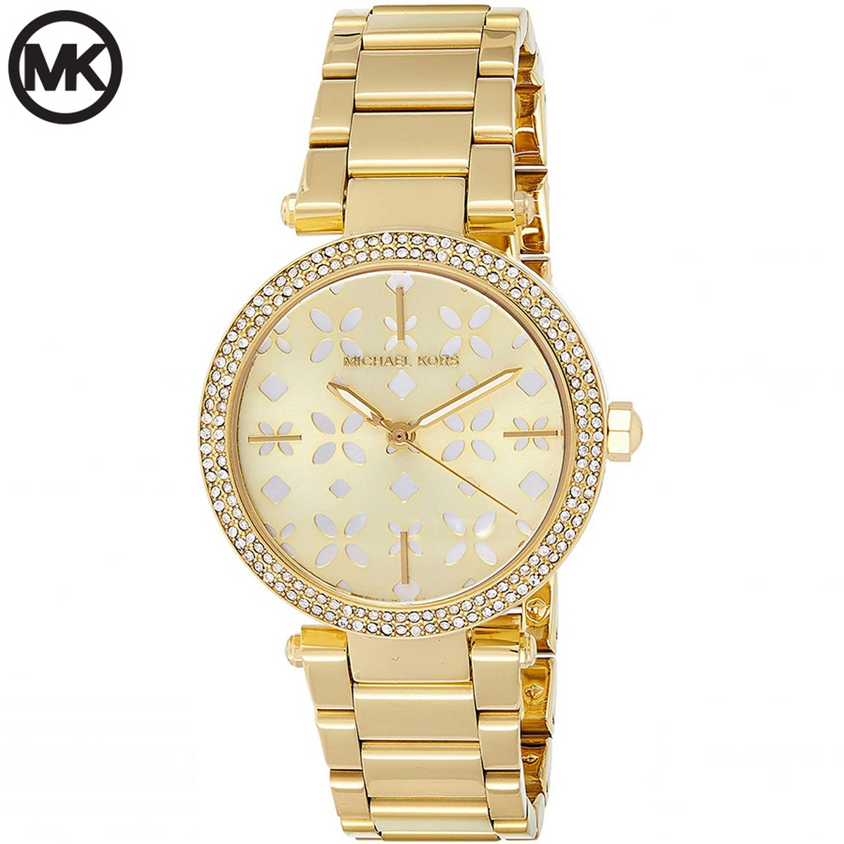 Michael Kors Mini Parker Floral Cutout Dial Gold Stainless Steel Ladies ...