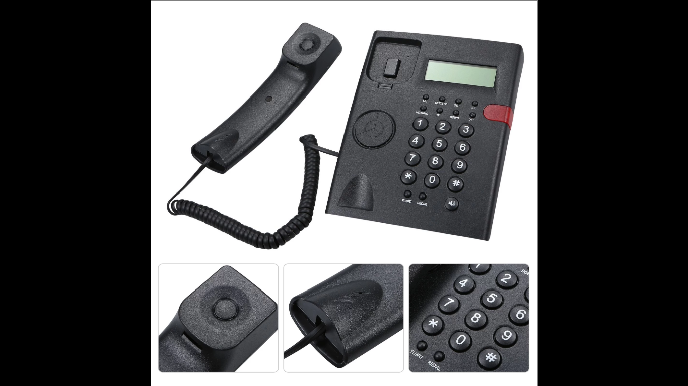 Loud Speaker White Or Black desktop Landline Set PTCL Set Phone Wired Desktop Telephone Set Time ...