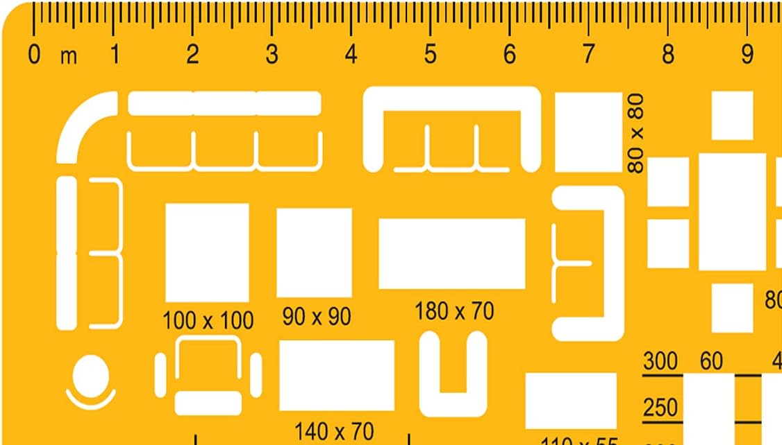 1850 1:100 Scale Architectural Scale Ruler Drawing Stencil - Orange ...
