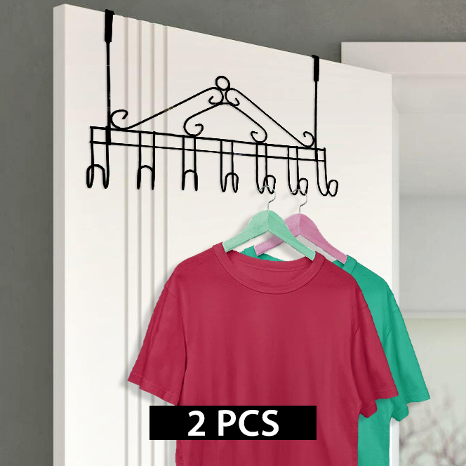 Over Door Hanger with 7 Hooks iron made nail free | Daraz.pk