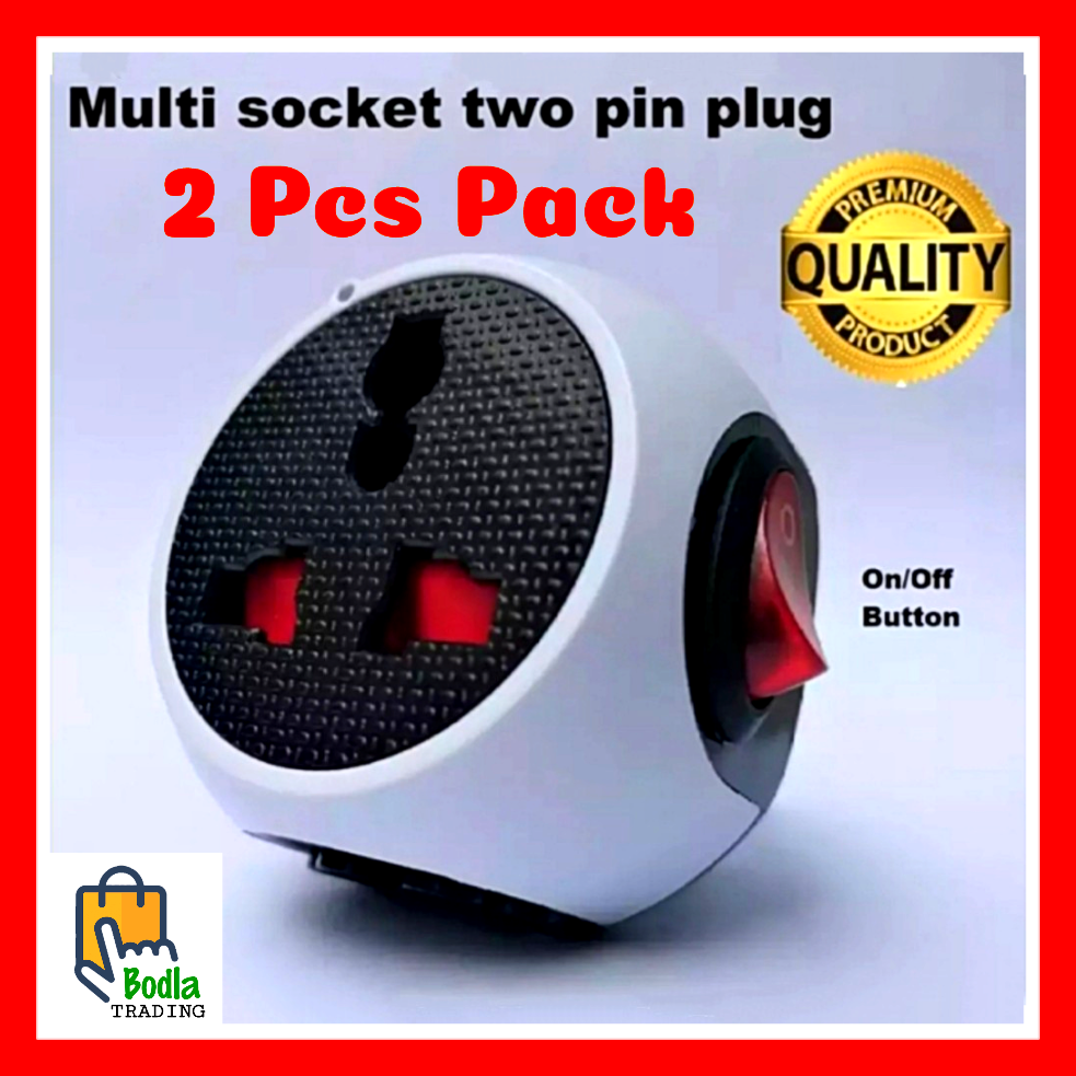 2 Pcs 2 Pin-Plug to Multi Socket Travel Plug Adapter | Daraz.pk
