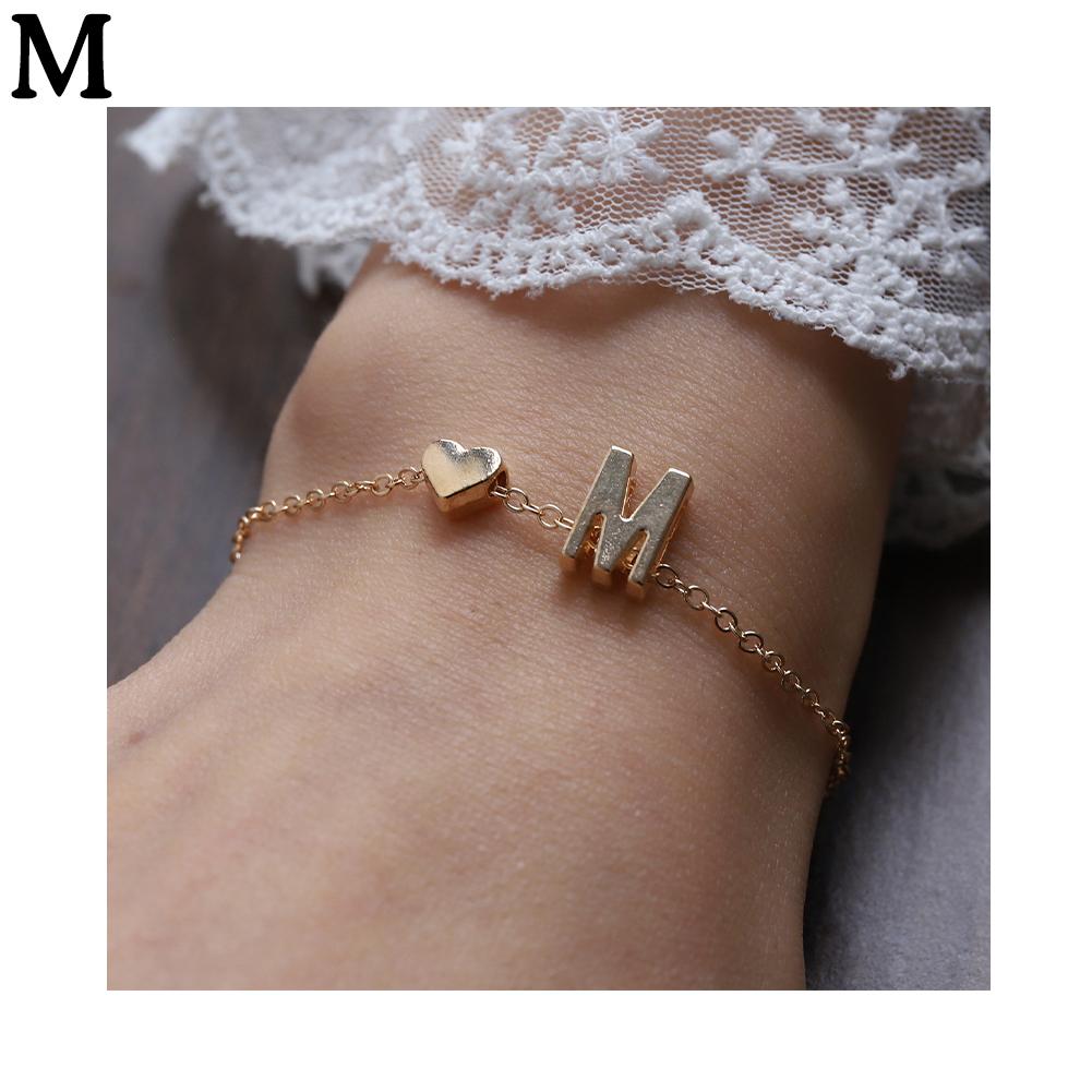 26 English Initial Letter Bracelets For Lovers Women Men Heart-shaped ...