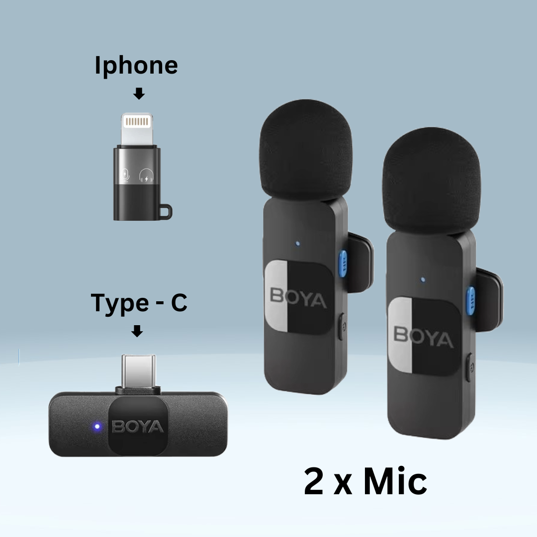 BOYA Dual Wireless Microphone with Connectors for Android and iOS | 2.4 ...