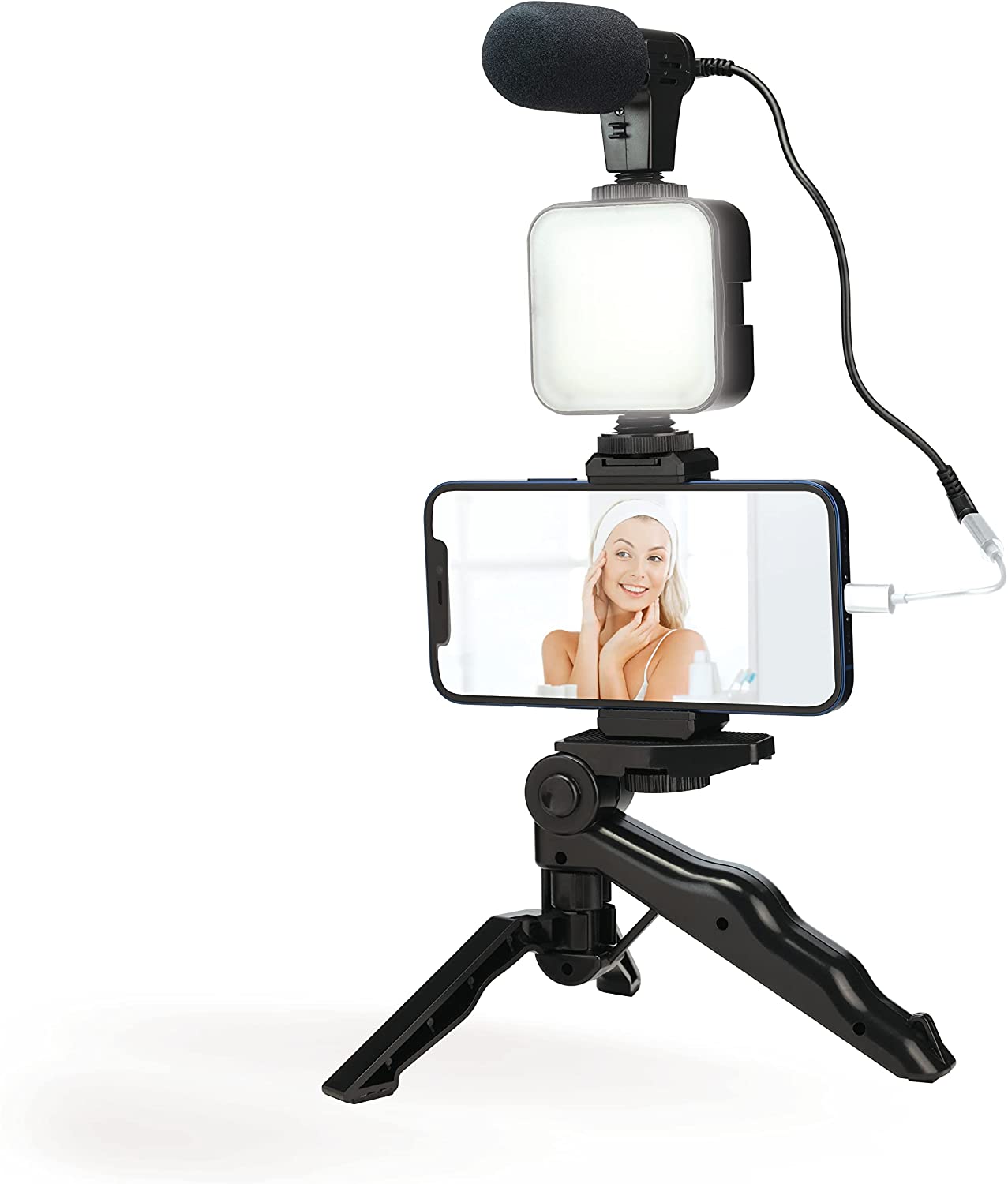 AY-49 Video Making Kit Wireless Remote Control Vlogging Tripod Microphone, Led Light, Mobile ...