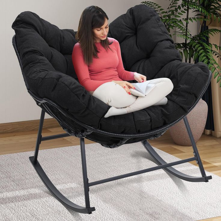 Outdoor Rocking Chair, Comfortable Rocking Chair,with Iron Frame and ...