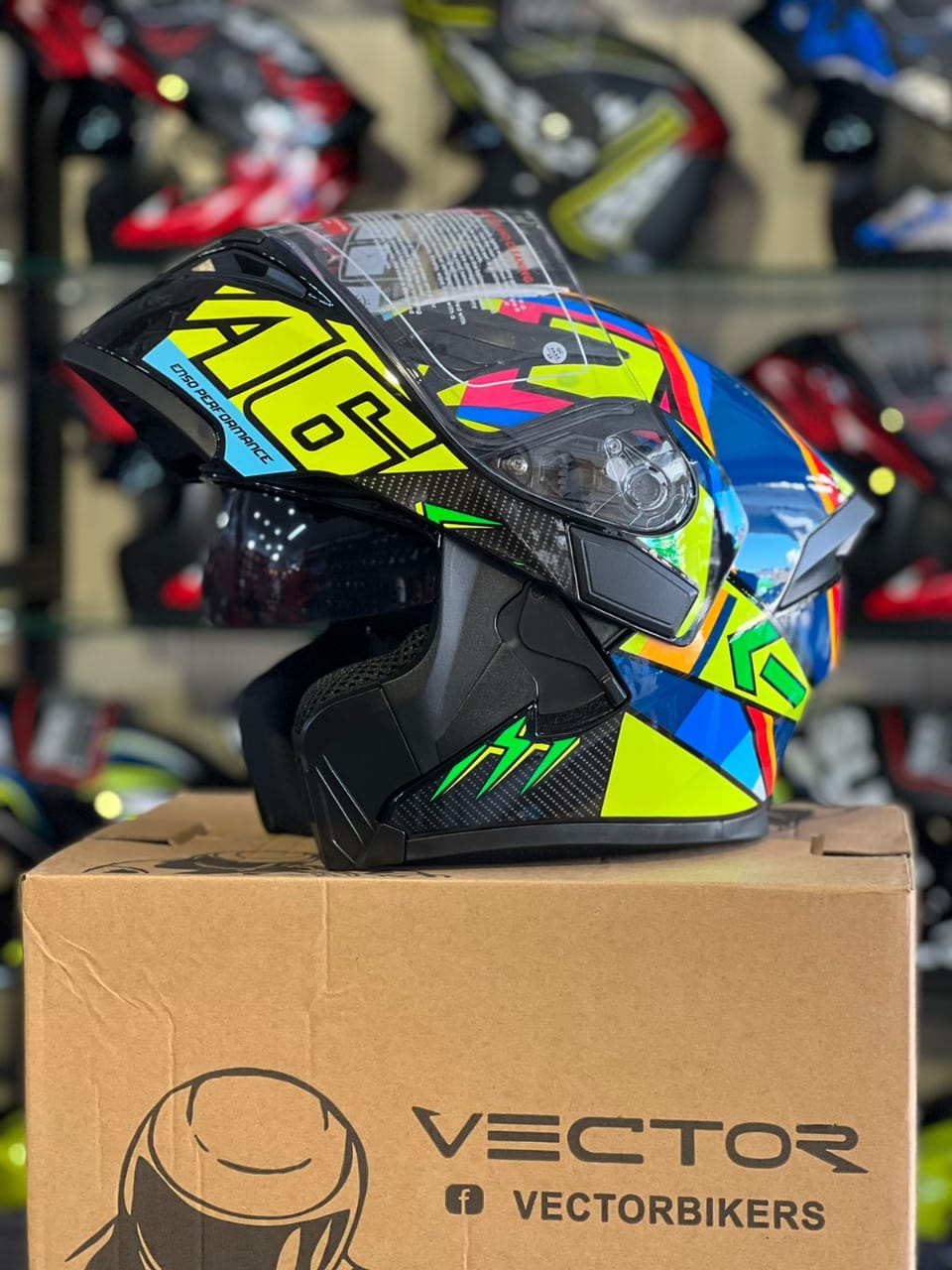 HELMET VECTOR VT-254 FOR MOTOR BIKE - FLIPUP - DOT APPROVED - DUAL ...