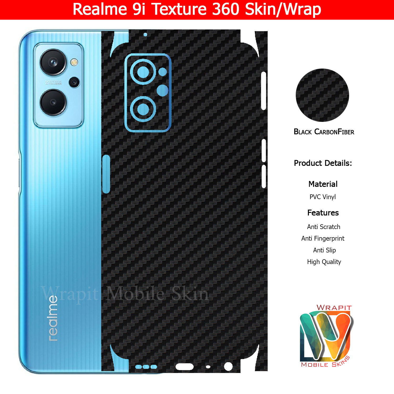 Real.me 9i Skin/Wrap 360 Protection Sheet/ Carbon fiber/ Matte ...