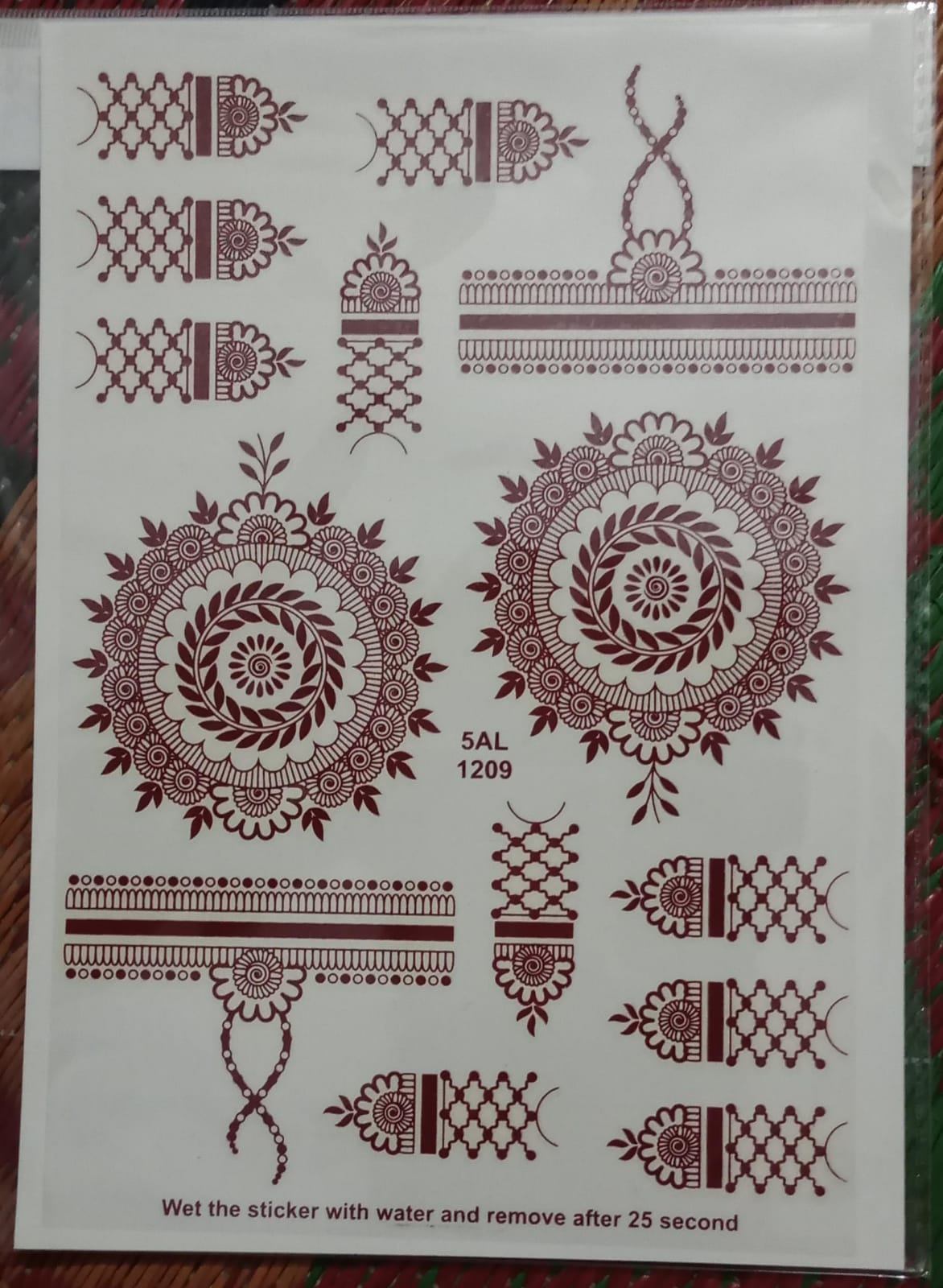 Waterproof Red Henna Mehndi Temporary Tattoo Mehndi Sticker for Girls ...