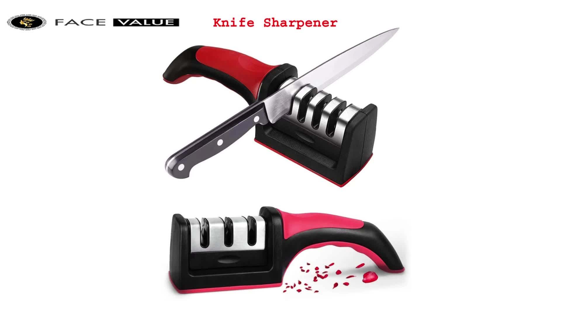 Face Value Kitchen Knife Sharpener Adjustable 4 in 1 Manual Knives and ...